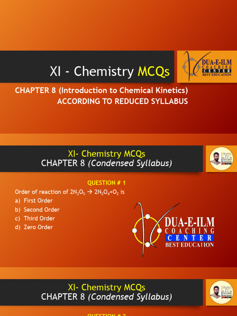 XI CH8 MCQ Slides | PDF | Reaction Rate | Activation Energy