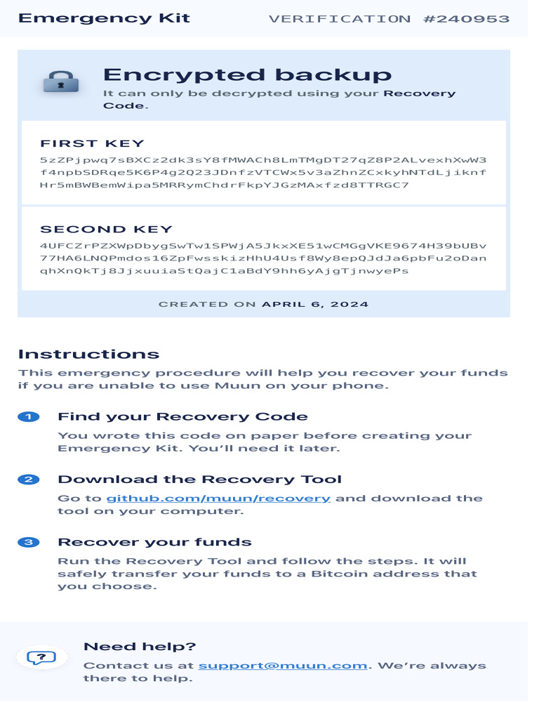 Muun - Emergency Kit | PDF | Encryption | Cryptography
