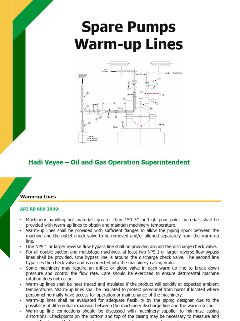 Spare Pumps Warm-Up Lines | PDF | Pump | Valve