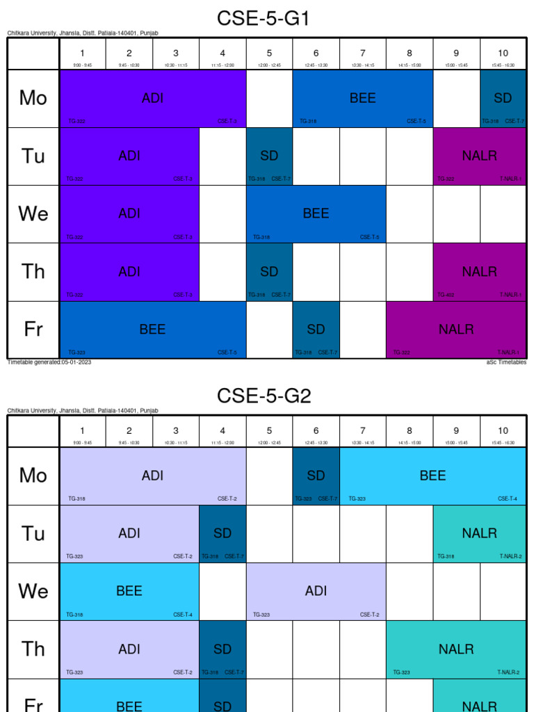 Updated Time Table 13-01-23 | PDF