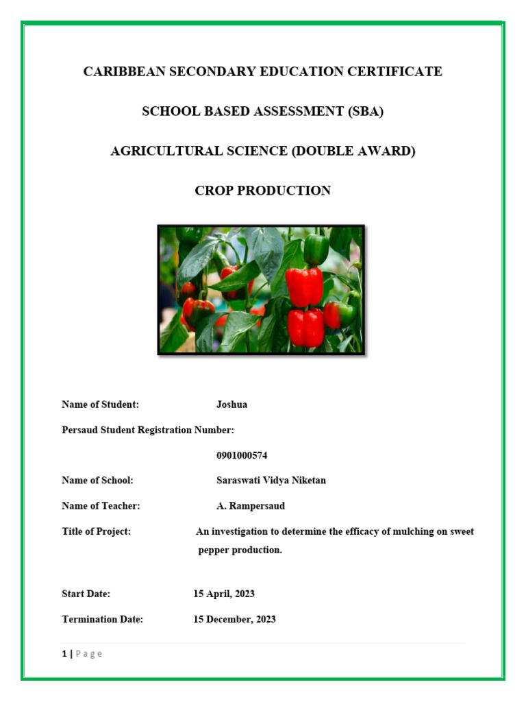 Crop SBA - Final | PDF | Mulch | Organic Farming