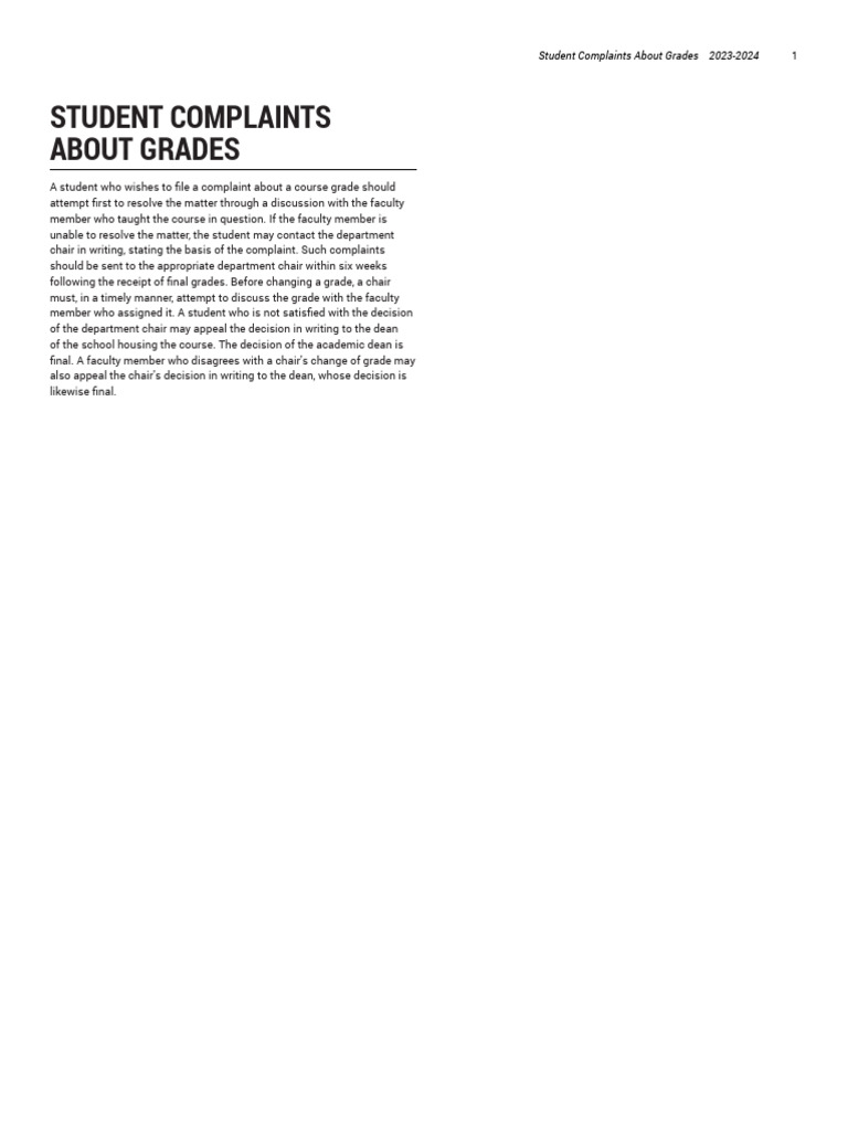 Student Grade Complaint Process Guide | PDF | Career & Growth