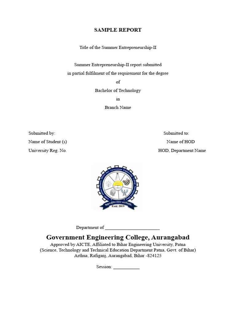 Internship Front Page Format | PDF | Technology & Engineering