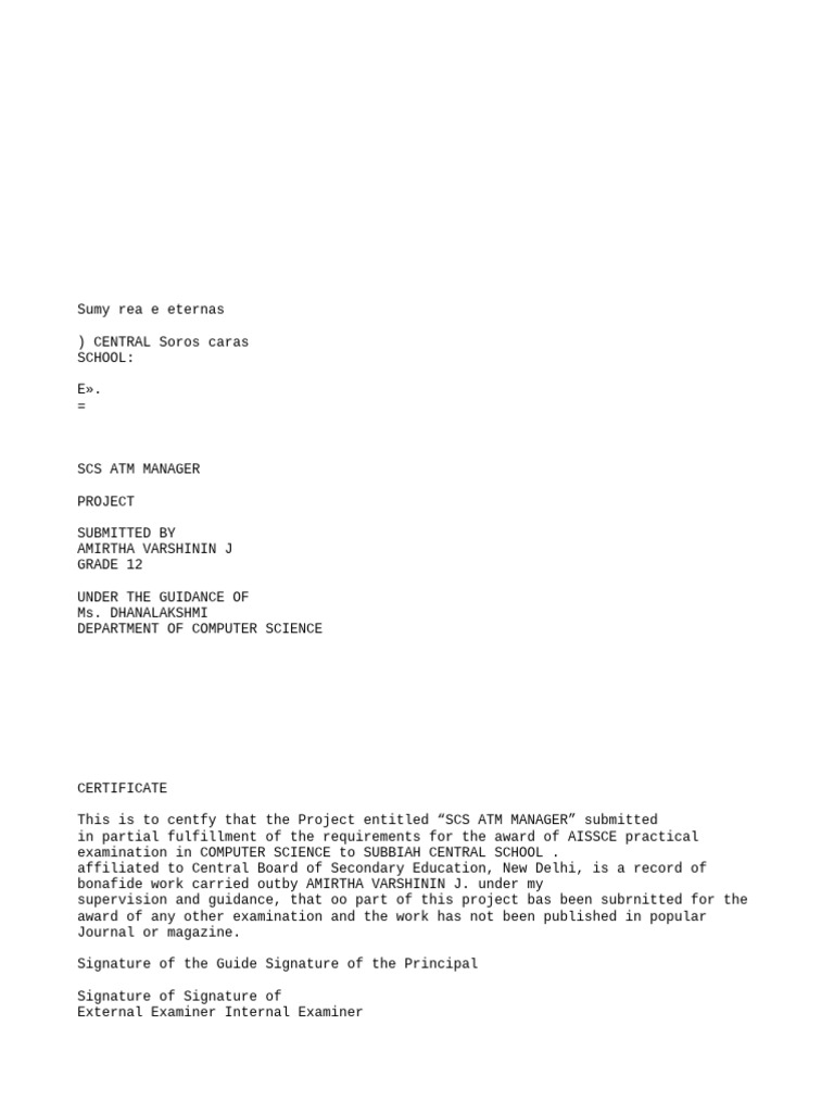 ATM PROJECT CS-2-extracted-text | PDF | Personal Identification Number | Automated Teller Machine