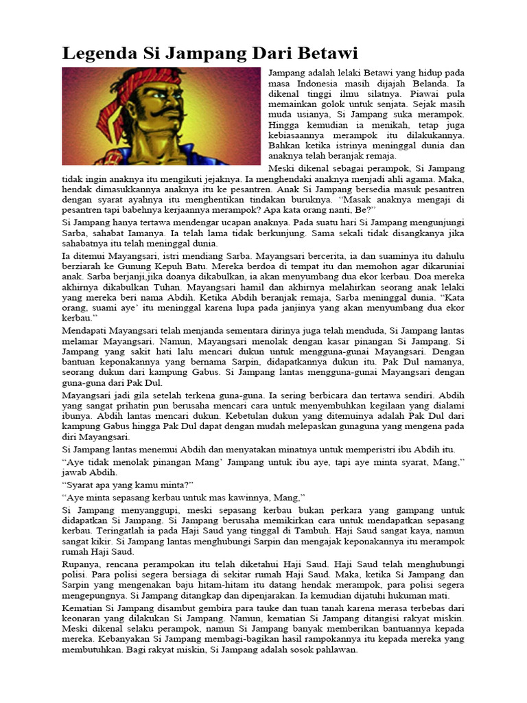 Legenda Si Jampang: Pahlawan Betawi | PDF