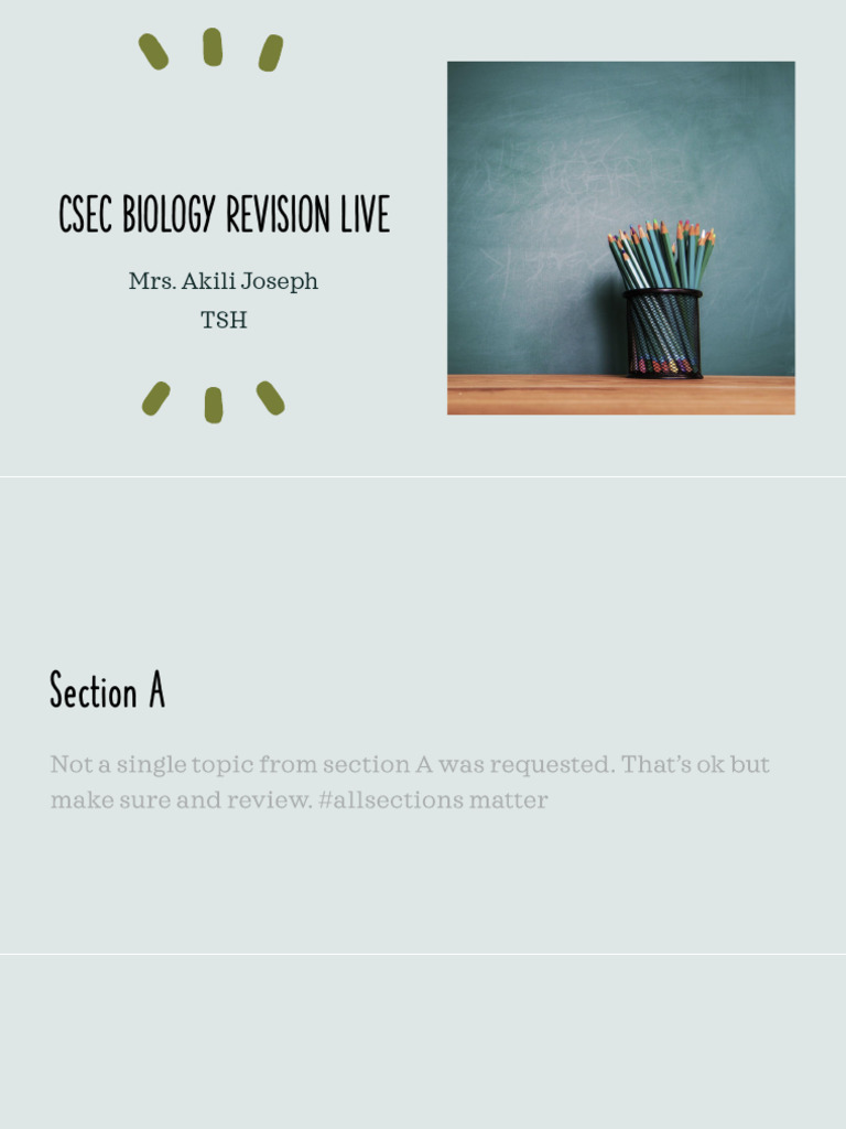 CSEC Biology Revision Live 2024 | PDF | Respiratory System | Mitosis