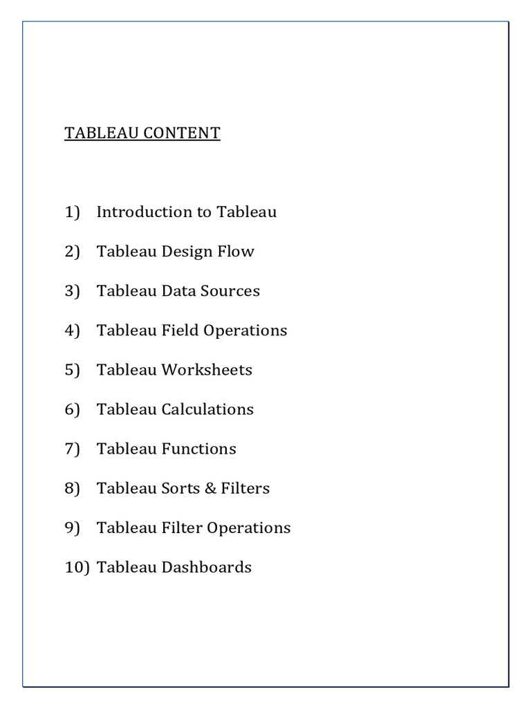 Tableau Content 1 | PDF | Boolean Data Type | Worksheet