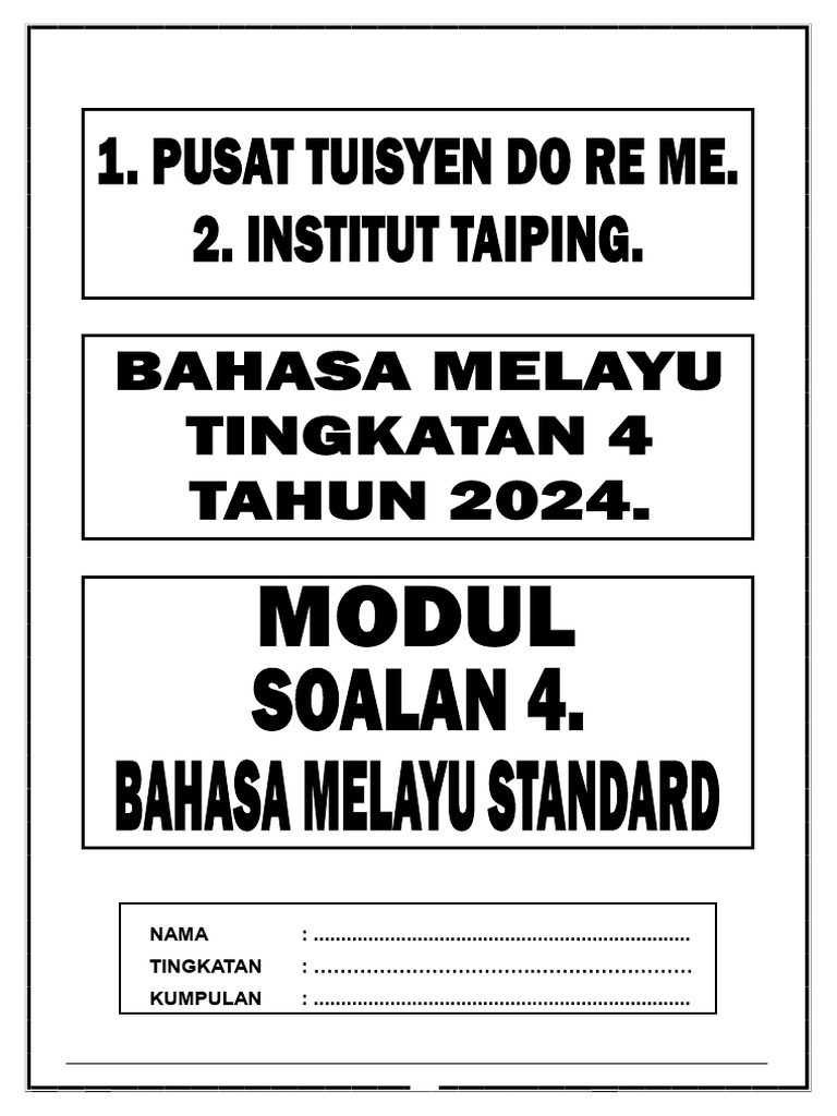 Modul Soalan 4 BM Standard T4 | PDF