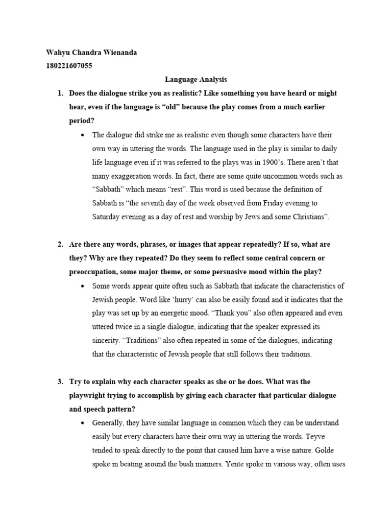 Basic Analysis of Drama (Language) | PDF | Sabbath | Linguistics