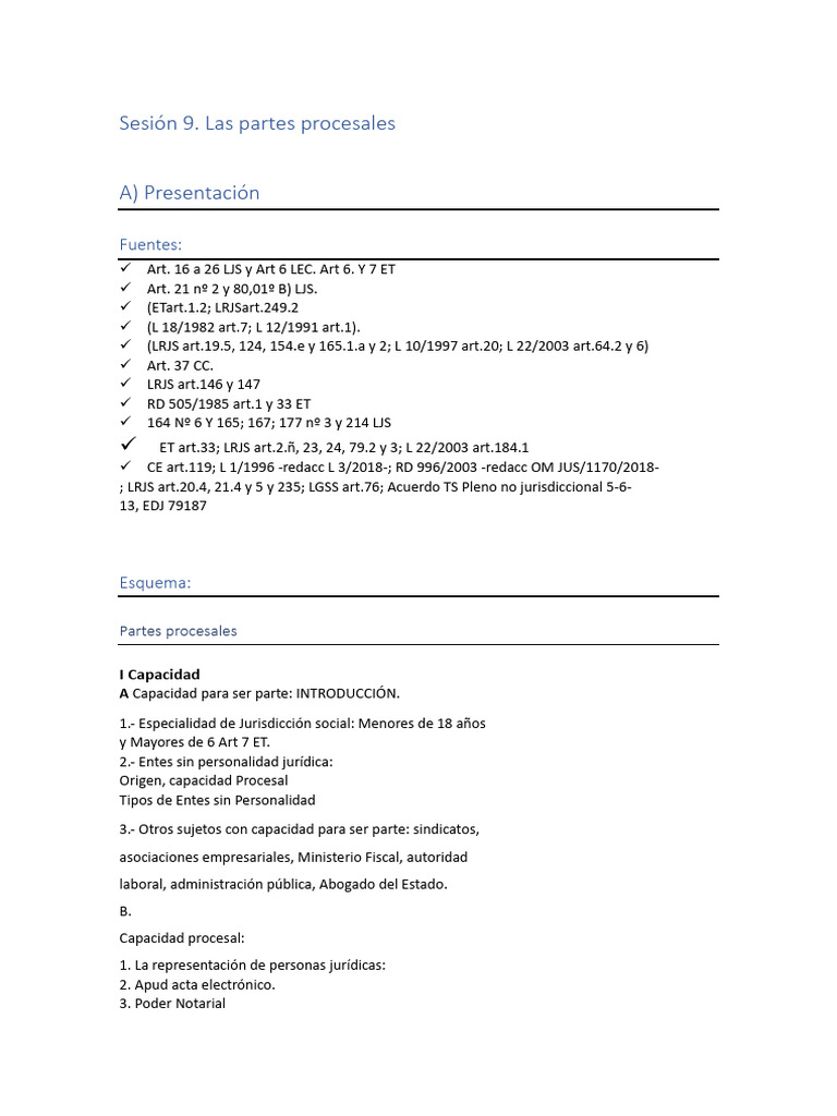 Esquema y Casos Prácticos Sesión 12 - Partes Procesales | PDF | Demanda ...