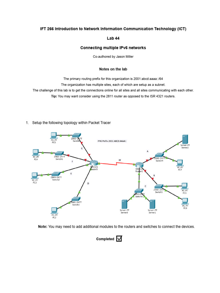 Lab 44 - Completed | PDF | Router (Computing) | Computer Network