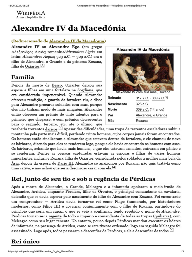 Alexandre IV da Macedônia: História e Legado | PDF | Primeiro milênio a ...