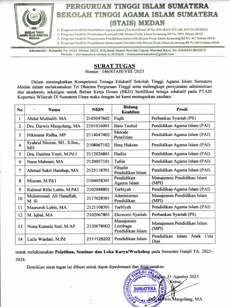 Model Surat Pelatihan Dan Seminar | PDF