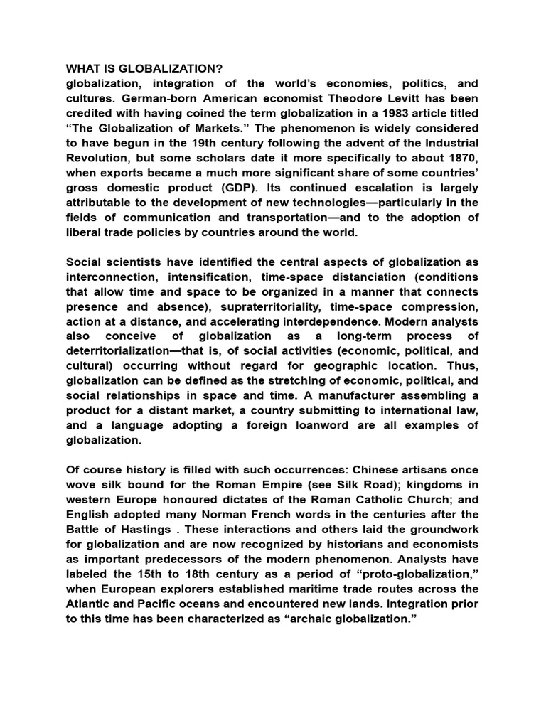What Is Globalization | PDF | Globalization | Trade
