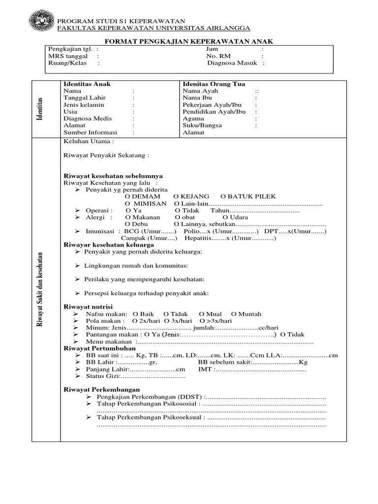Form Pengkajian ANAK | PDF