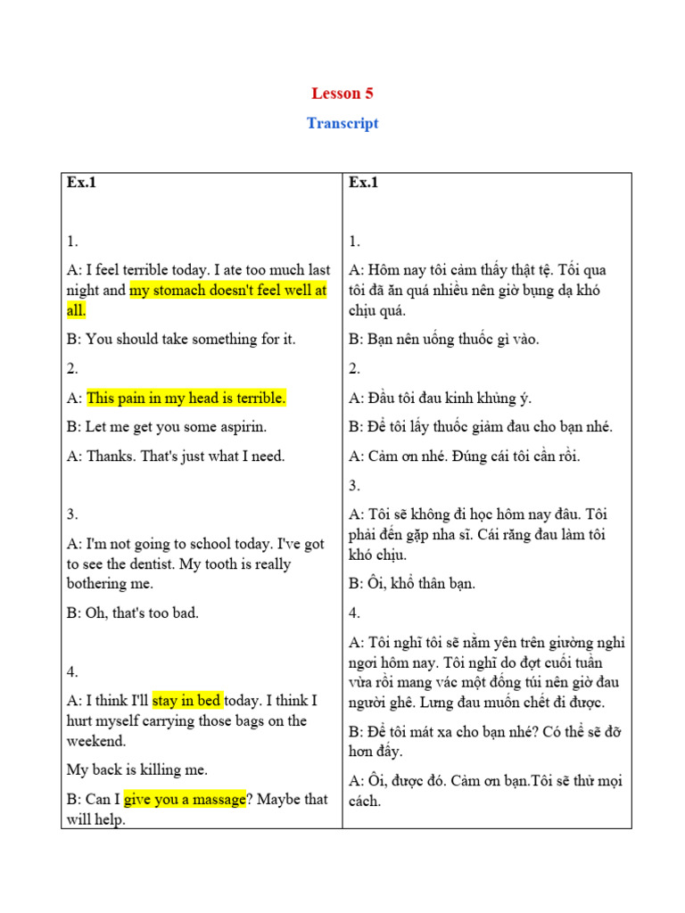 Transcript Lesson 5 | PDF