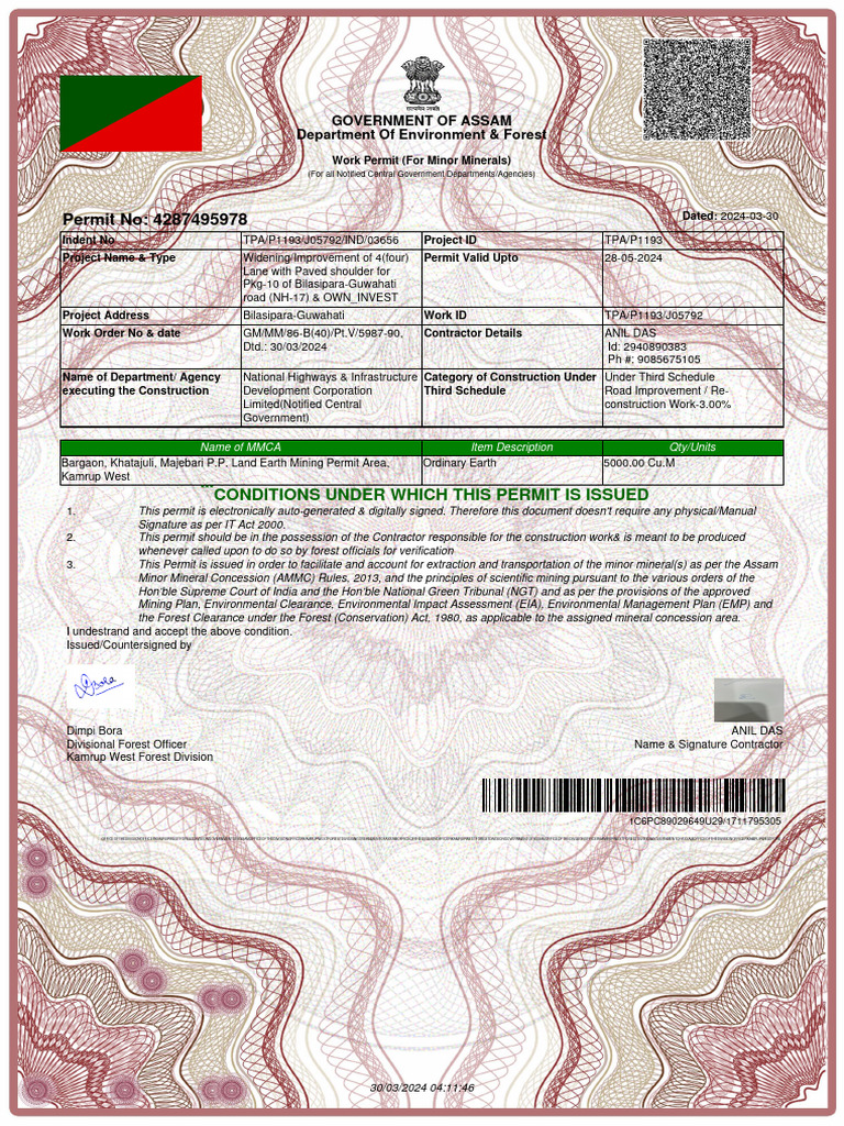 Permit No: 4287495978: Conditions Under Which This Permit Is Issued | PDF