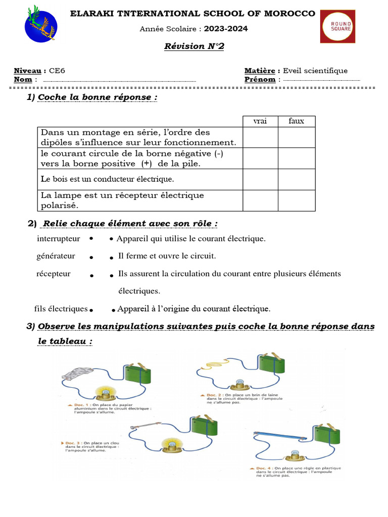 Evaluation N°1 (Ce6) | PDF | Sciences et mathématiques