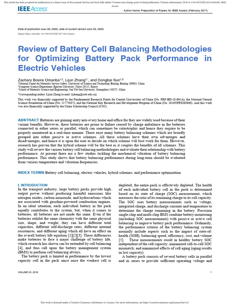 Review of Battery Cell Balancing Methodologies For | PDF | Rechargeable ...