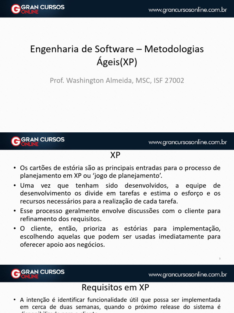 Aula 28 Desenvolvimento Agil. Metodologias Ageis. XP | PDF ...