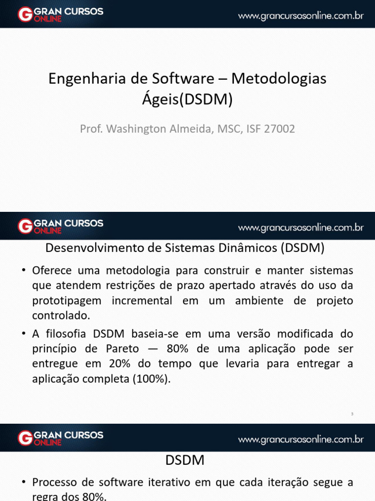Aula 23 Desenvolvimento Agil. Metodologias Ageis. DSDM | PDF ...