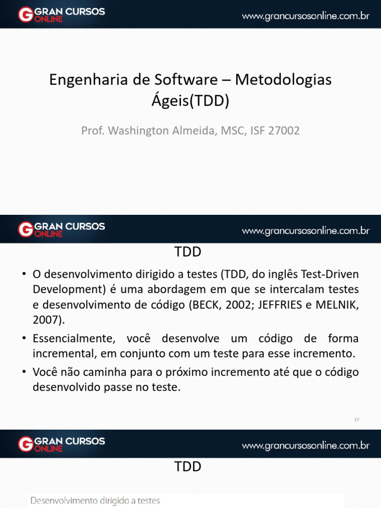 Aula 29 Desenvolvimento Agil. Metodologias Ageis. TDD | PDF ...