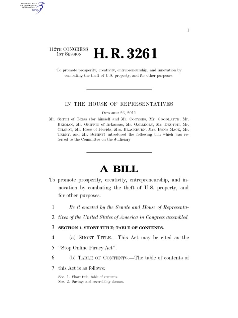 Stop Online Piracy Act Overview | PDF | Domain Name | Service Of Process