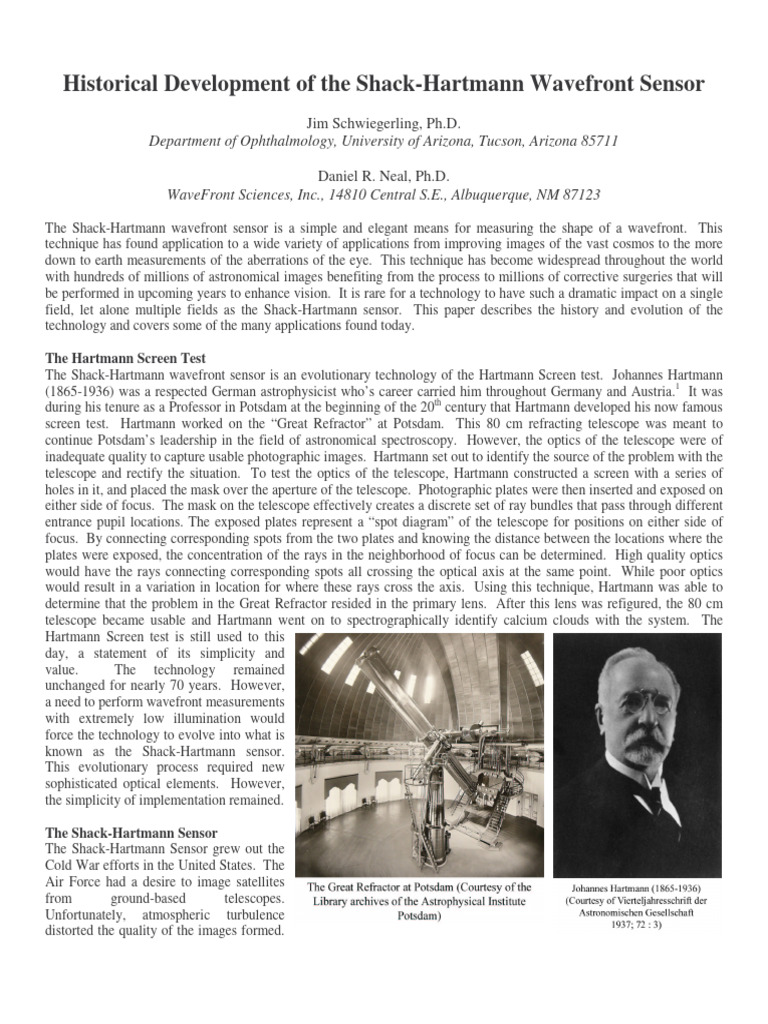 Evolution of Shack-Hartmann Sensors | PDF | Visual Acuity | Telescope