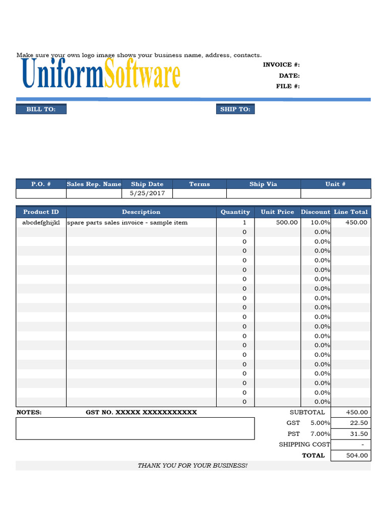 Spare Parts Sales Invoice Lite | PDF | Invoice