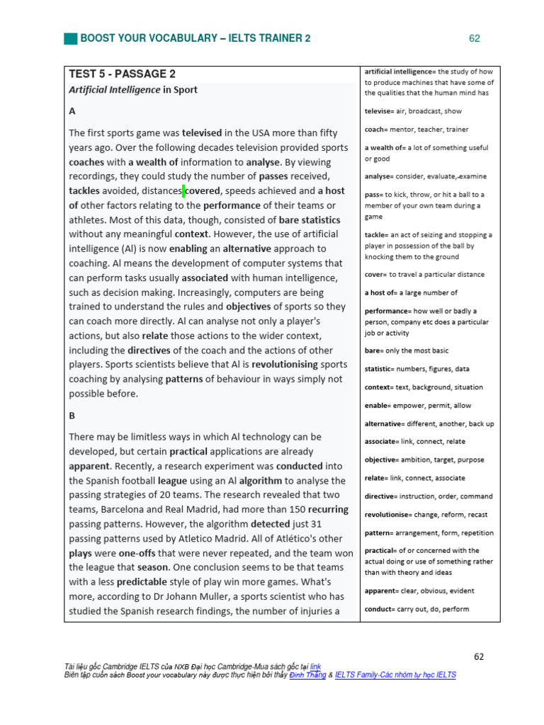 Boost your vocabulary IELTS Trainer 2 (1) | PDF | Intelligence | Sports