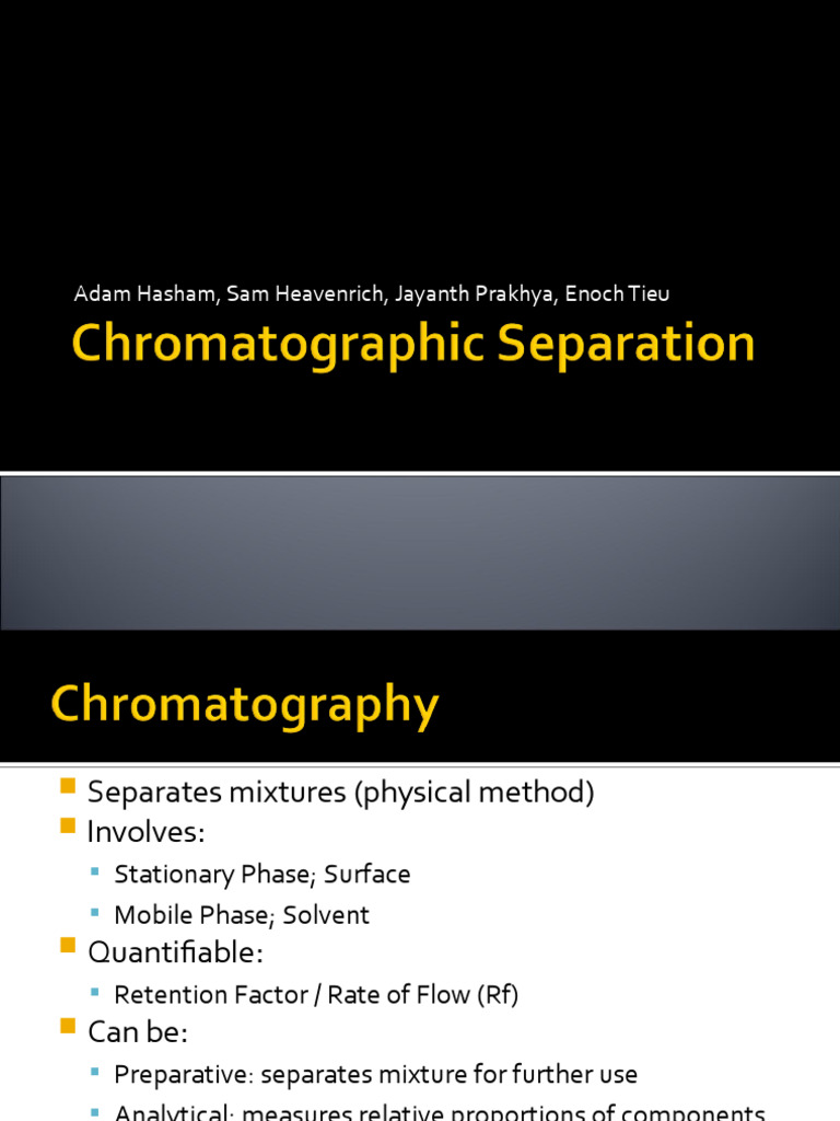 Chromatographic Separation ..... | PDF | Chromatography | Thin Layer Chromatography