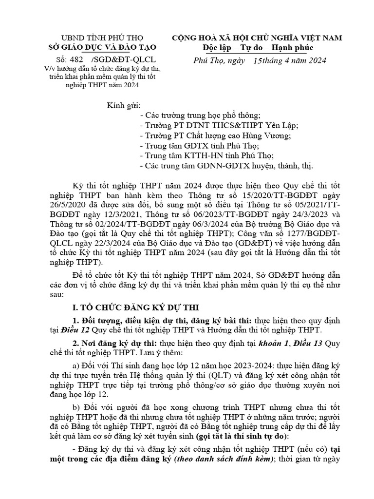 Huong - Dan - Dang - Ky - Du - Thi Va TK Phan Mem Thi TN THPT Nam 2024 | PDF