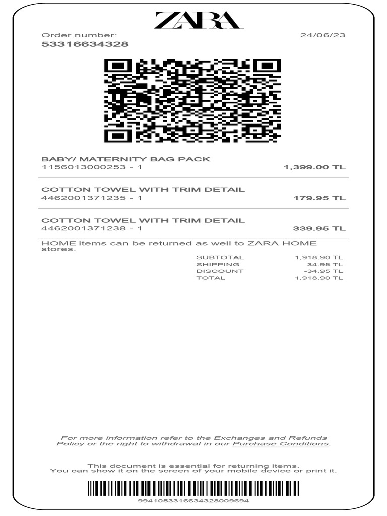Zara Invoice | PDF | Cooking, Food & Wine