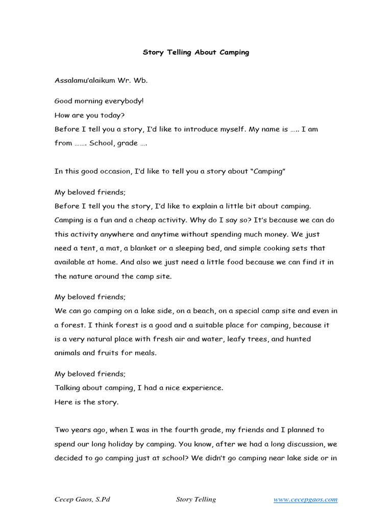 Story Telling About Camping (Cecep Gaos) | PDF | Camping