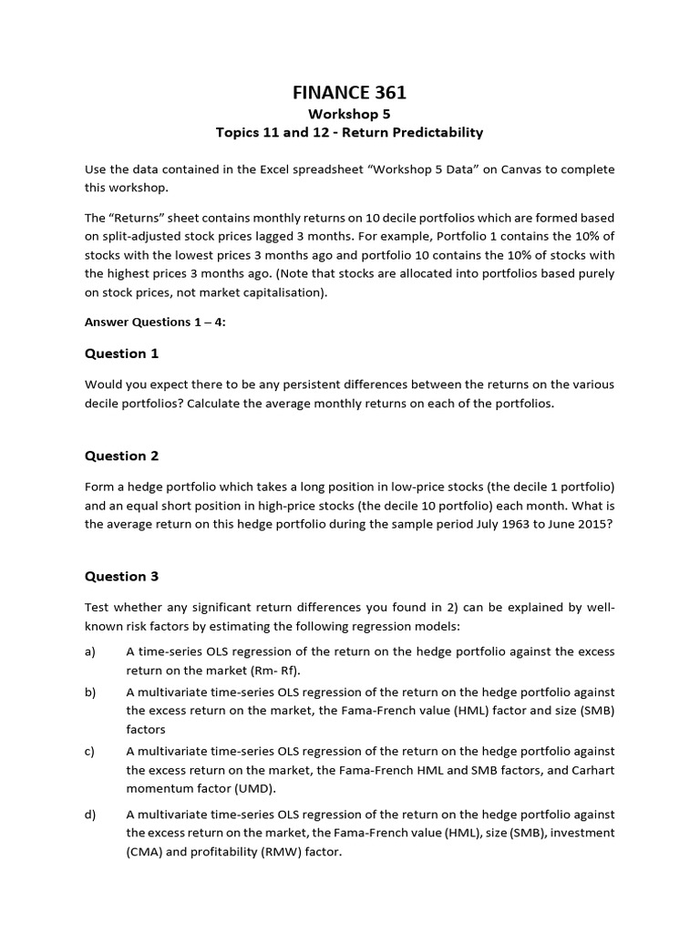 Workshop 5 Topics 11 and 12 | PDF | Applied Mathematics | Statistical Analysis
