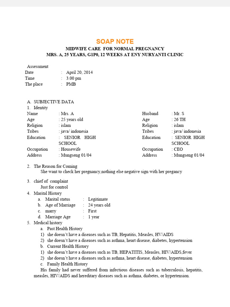 CONTOH ASKEB KEHAMILAN SOAP - Id.en-1 | PDF | Pregnancy | Edema