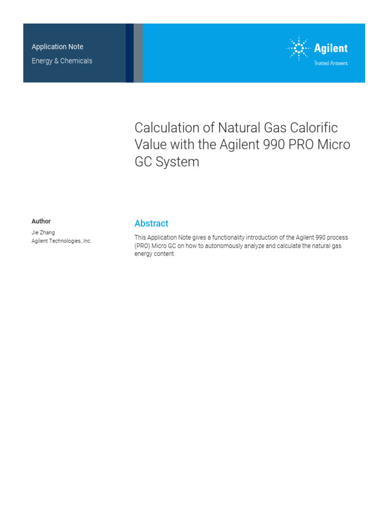 Calculation of Natural Gas Calorific Value With The Agilent 990 PRO ...