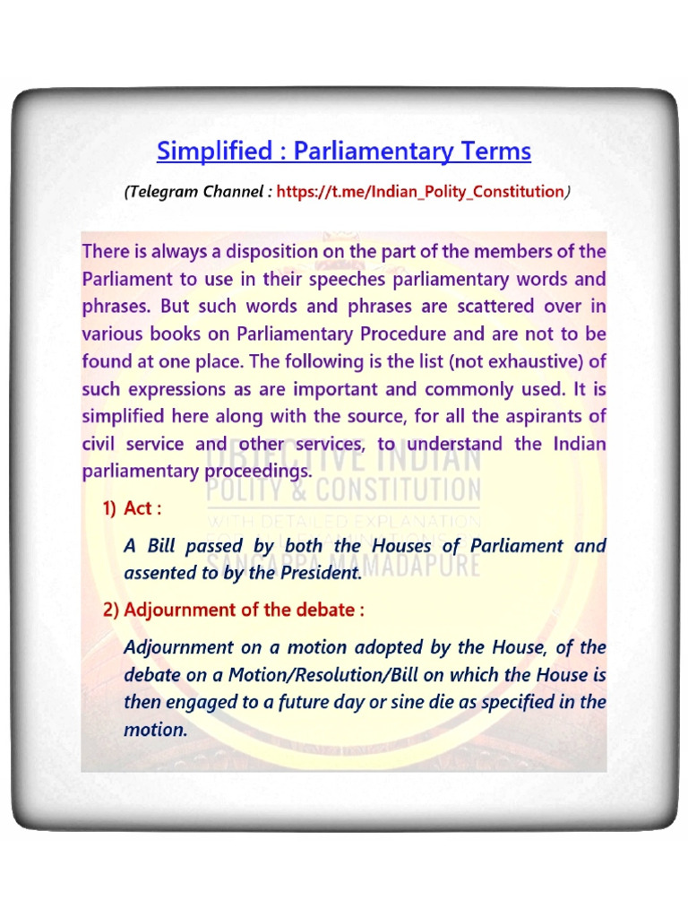Simplified Parliamentary Terms | PDF
