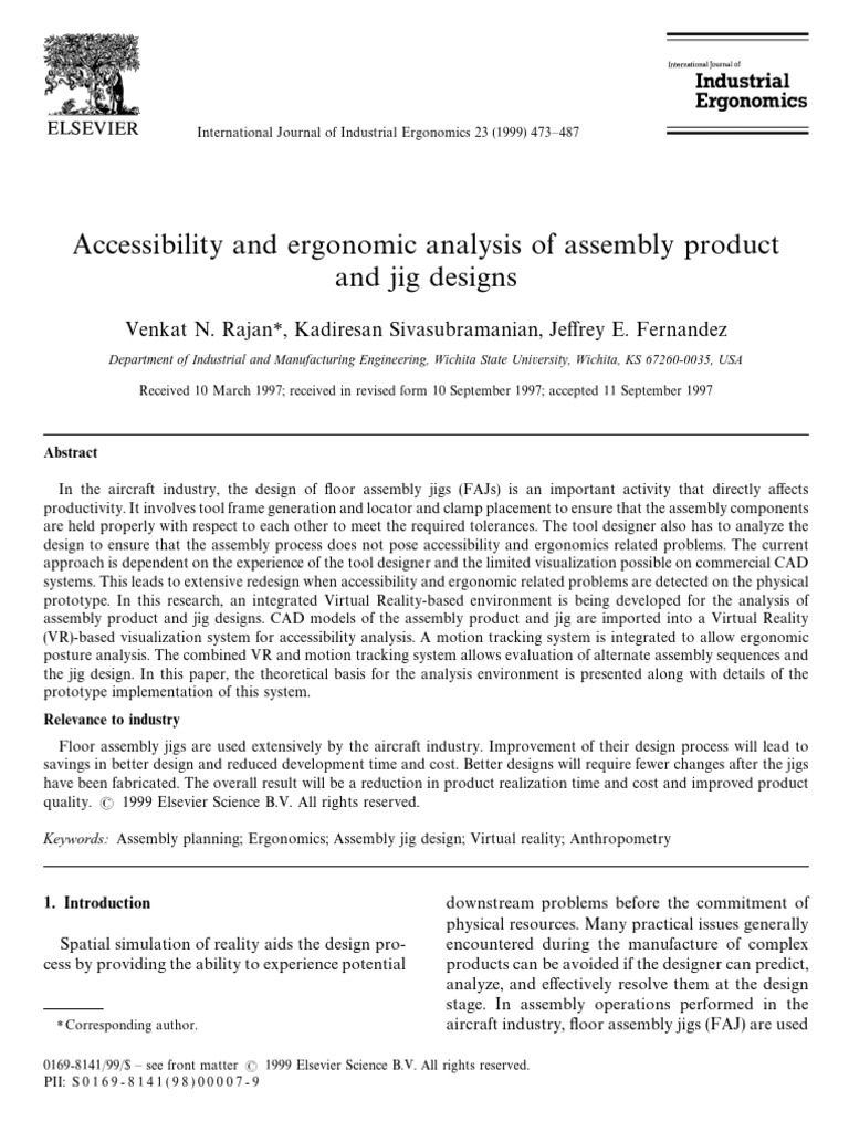 Accessibility and Ergonomic Analysis of | PDF | Virtual Reality | Computer Aided Design