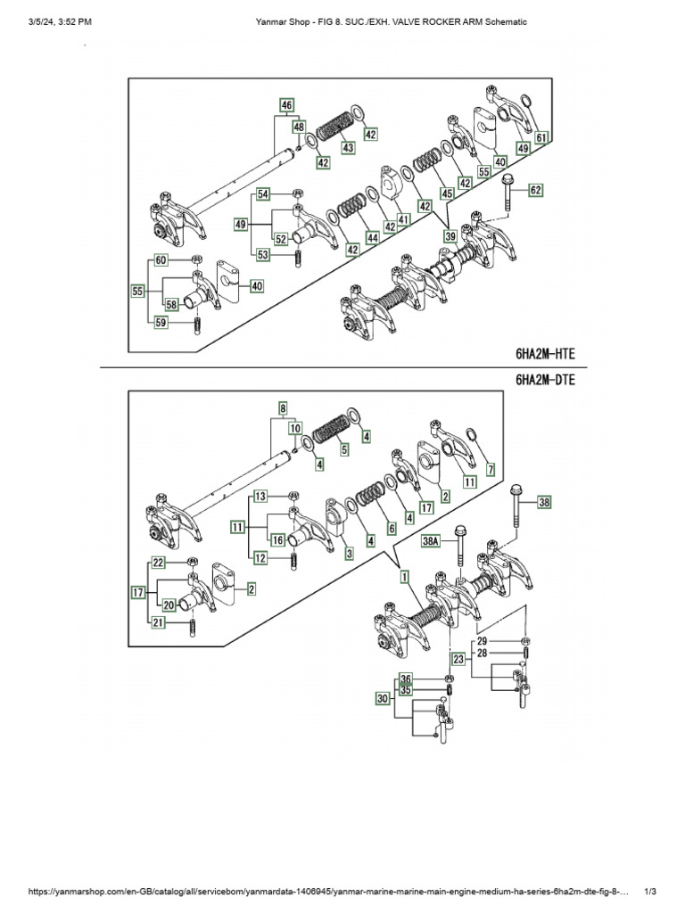 Yanmar Shop - FIG 8. SUC. - EXH. VALVE ROCKER ARM Schematic | Download ...