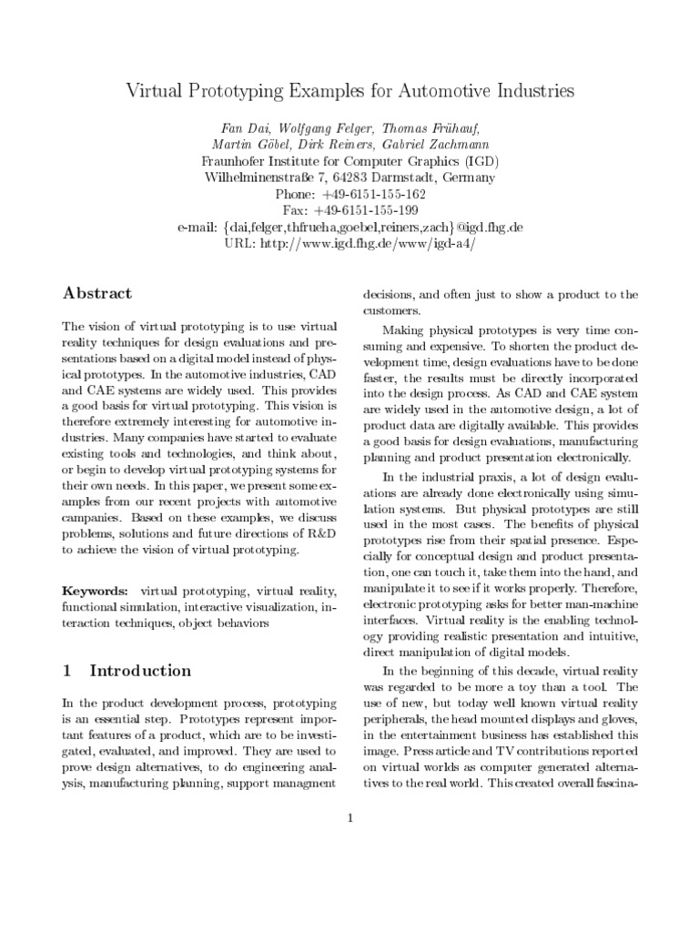 Virtual Prototyping Examples For Automot | PDF | Visualization (Graphics) | Virtual Reality