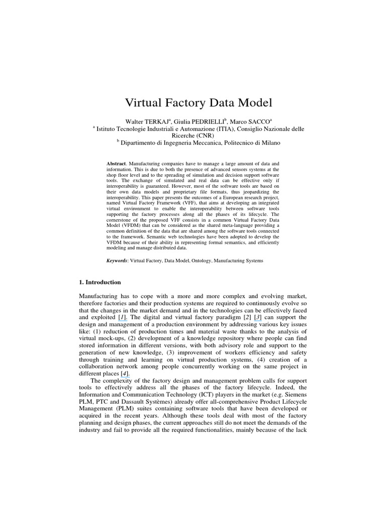 Virtual Factory Data Model | PDF | Class (Computer Programming) | Ontology (Information Science)