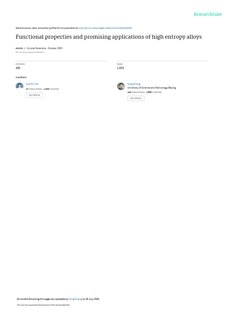 Functional Properties and Promising Applications of High Entropy | PDF | Physical Chemistry ...