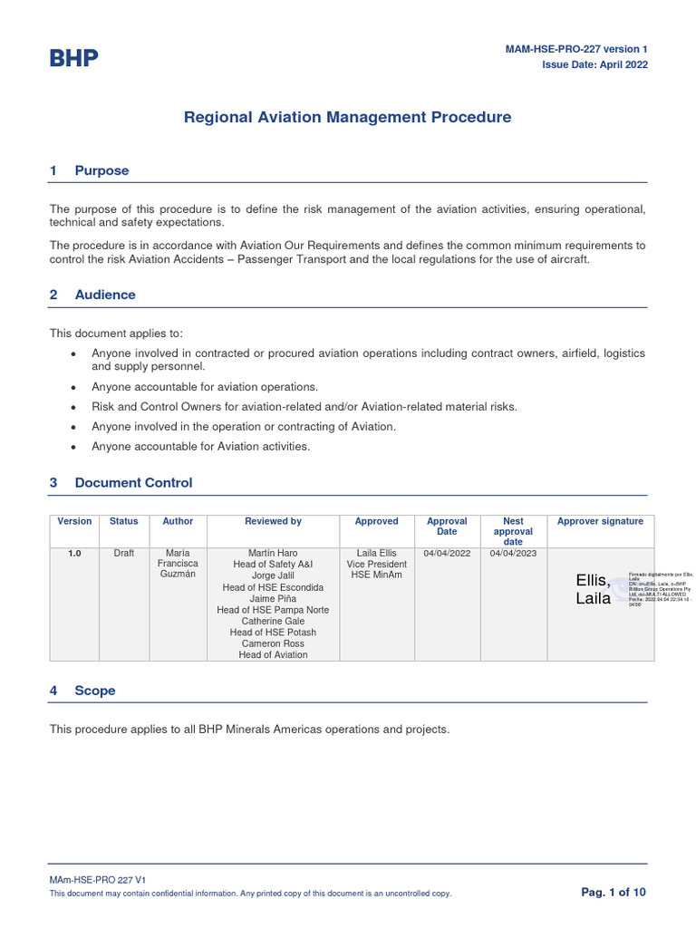 MAm-HSE-PRO 227 Regional Aviation Management Procedure | PDF ...