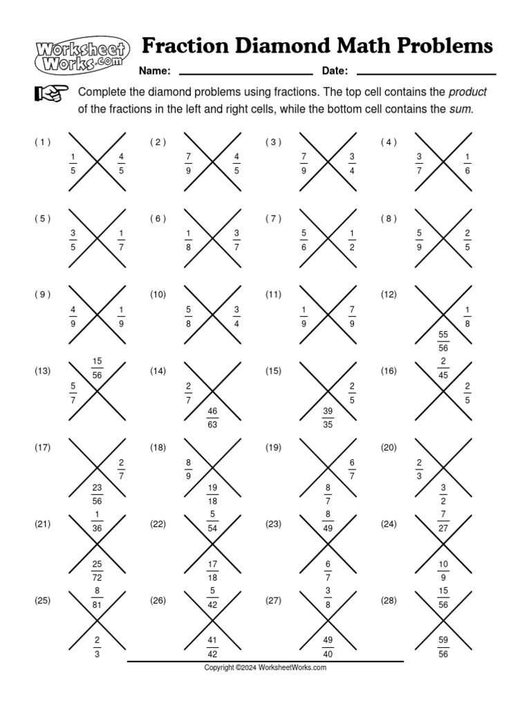 Fraction Diamond Math Problems | PDF