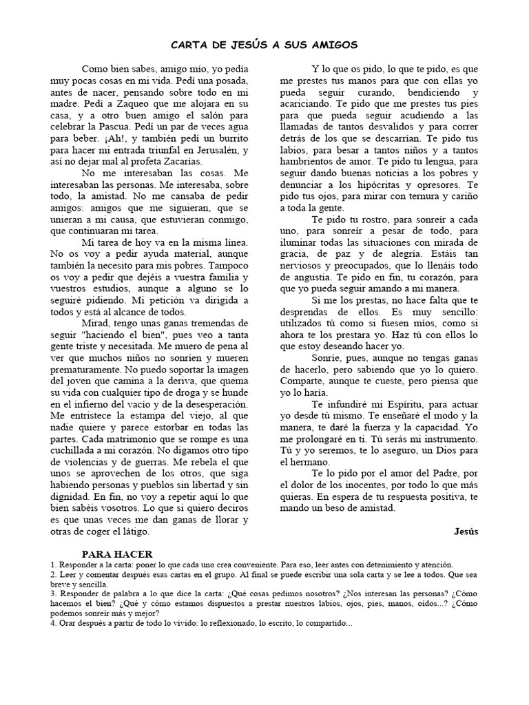 f1346224 CARTA DE JES S A SUS AMIGOS | PDF | Amor