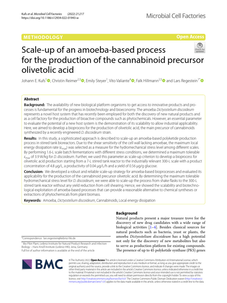 Scale-Up of An Amoeba-Based Process For The Production of The ...
