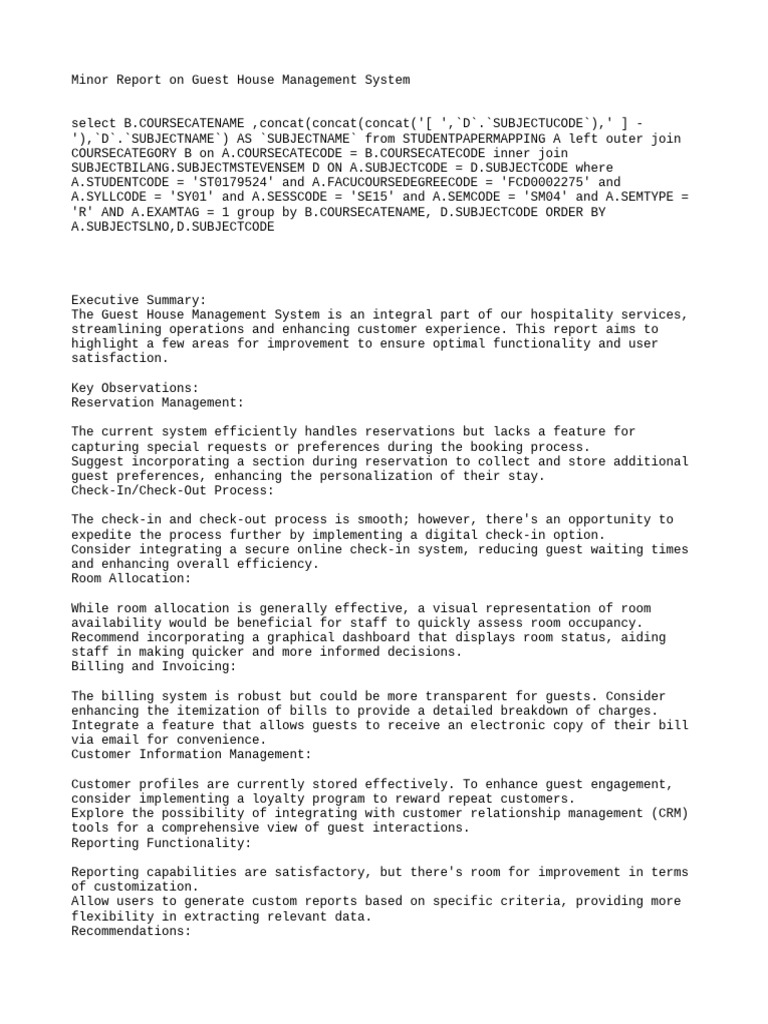 Enhancements for Guest House Management | PDF | Customer Relationship ...