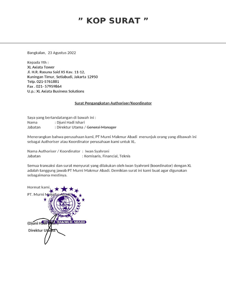 Surat PIC NON GSM - Edit - 23-08-2022 - 18.04.56 | PDF