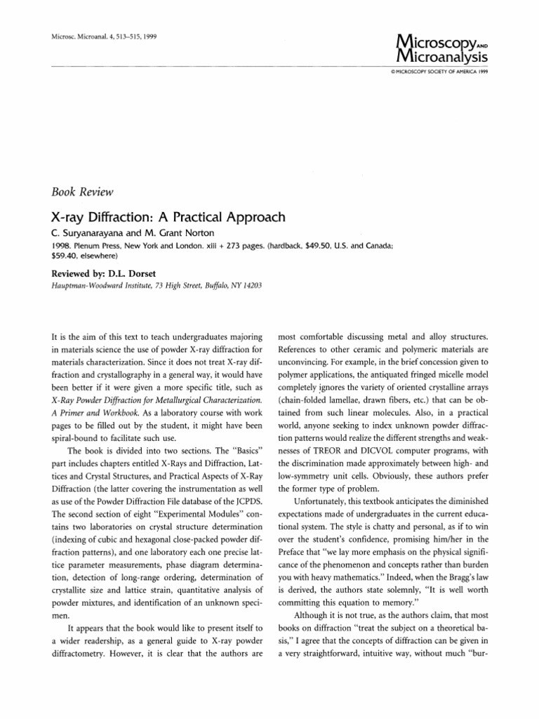 X Ray Diffraction A Practical Approach | PDF | X Ray Crystallography | Crystal Structure